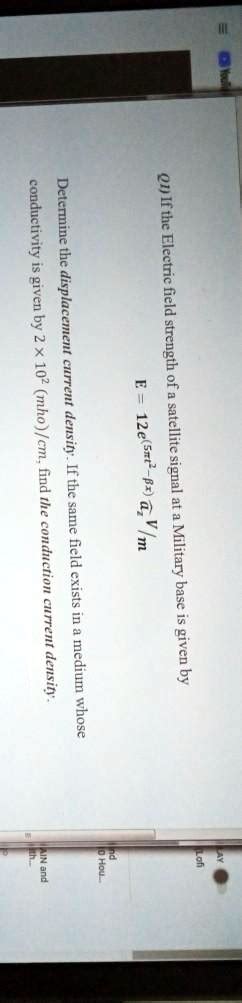 Solved Determine The Displacement Current Density If The Same Field