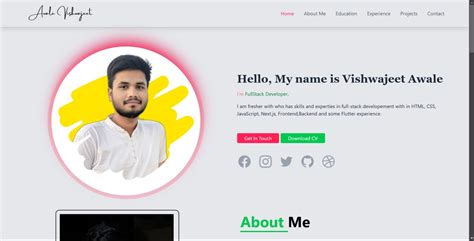 30daysofcode Webdevelopment Html Css Tailwindcss Portfoliowebsite Vishwajeet Awale