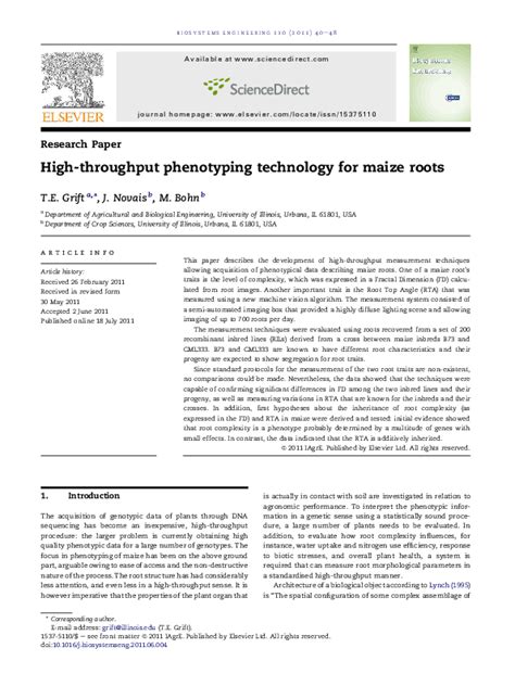 Pdf High Throughput Phenotyping Technology For Maize Roots