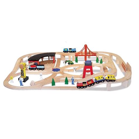 Melissa And Doug Deluxe Wooden Railway Train Set 130 Pcs Melissa And