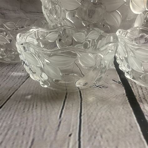 Mikasa Crystal Serving Bowl And Dessert Bowl Set Fruit Design Etsy