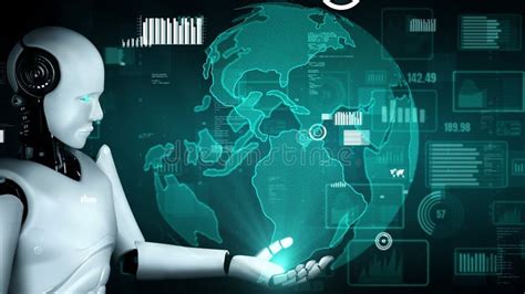 Future Financial Technology Controll By Ai Robot Huminoid Uses Machine Learning Stock Footage