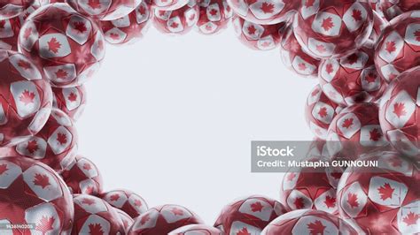 모로코 카사블랑카 2022년 10월 21일 캐나다 국기가 있는 축구공 배경 토너먼트 디자인 개념 0명에 대한 스톡 사진 및 기타