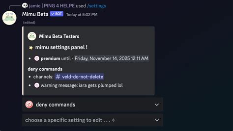 Deny Commands Mimu Bot
