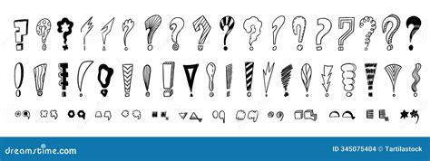 Doodle Punctuation Mark Hand Drawn Question And Exclamation Marks