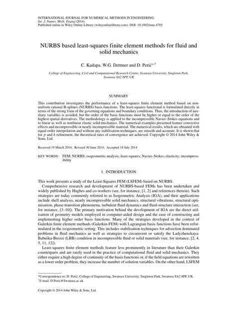 Pdf Nurbs Based Least Squares Finite Element Methods For Fluid And