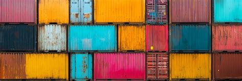 Premium Photo Colorful Shipping Containers Stacked High A Vibrant Display Of Shipping