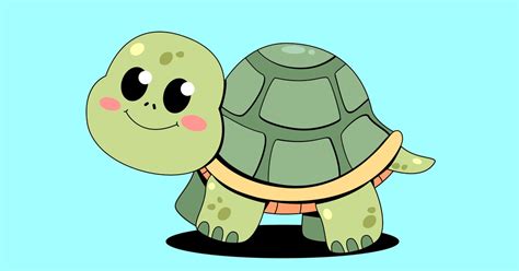 Cute Green Turtle Cartoon Vector Illustrations Ft Turtle And Tortoise