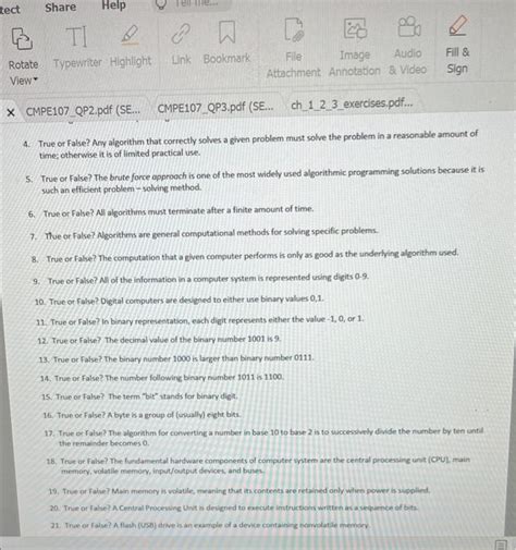 Solved 4 True Or False Any Algorithm That Correctly Solves