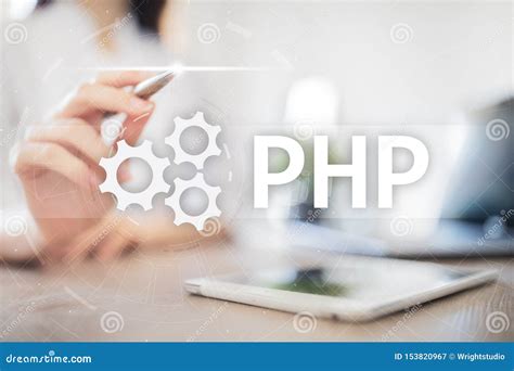 Php Web Development Concept On Virtual Screen Stock Image Image Of Website Businessman
