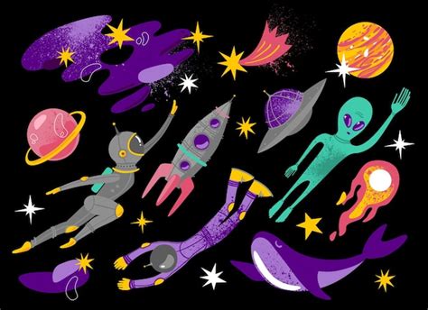 공간 벡터 일러스트 레이 션 우주 은하 인쇄 프리미엄 벡터