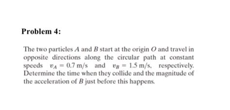 Solved Problem 4 The Two Particles A And B Start At The Chegg Com