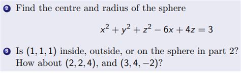 solved find the centre and radius of the sphere