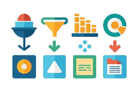 This Set Features Various Icons Depicting Techniques For Sorting And