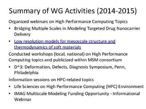 Highperformance Computing Working Group Breakout Session Discussion Imag