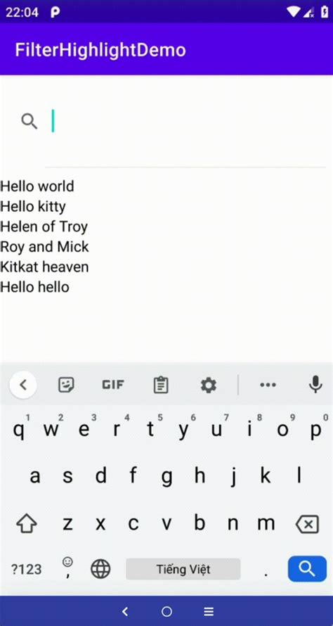 Android Highlight Filter Text In Recyclerview Using Searchview