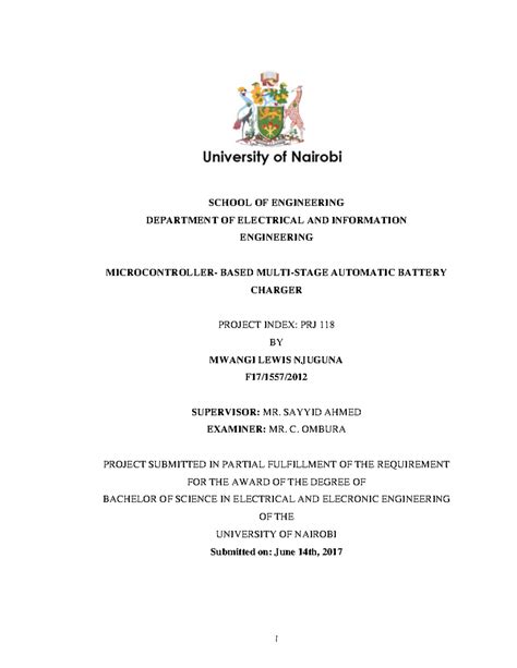 Project Microcontroller Based Multi Stag I School Of Engineering Department Of Electrical And
