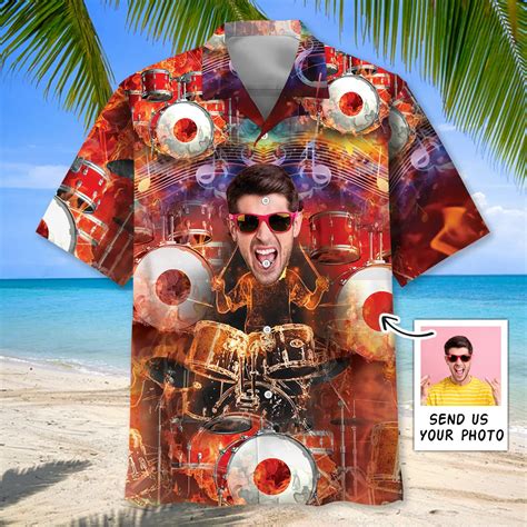 Drum Fire Custom Photo Hawaiian Shirt Hugilove Store