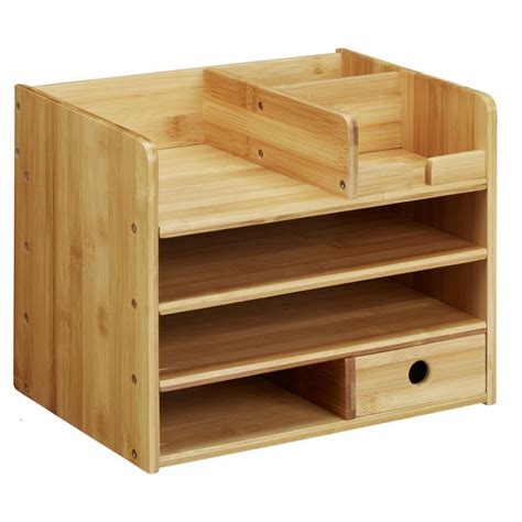 Органайзер за бюро от бамбук 7 отделения За документи А4 Размери 33 X 26 X 24 Cm Emag Bg