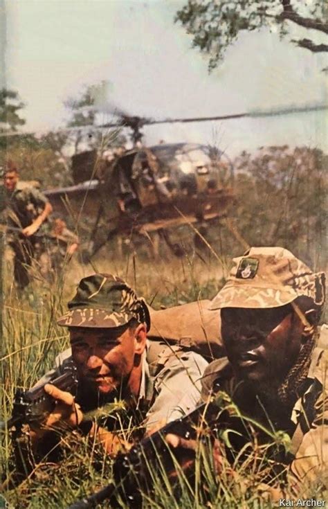 Rhodesian Security Forces Dropped Off By An Aérospatiale Alouette Iii Helicopter During The