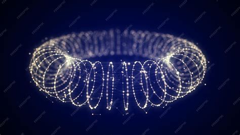 Premium Photo Futuristic Dynamic Wireframe Torus On A Blue Background The Flow Of Scientific