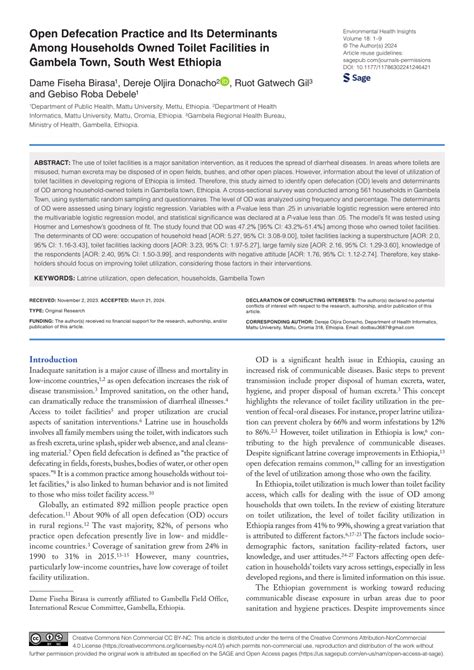 Pdf Open Defecation Practice And Its Determinants Among Households