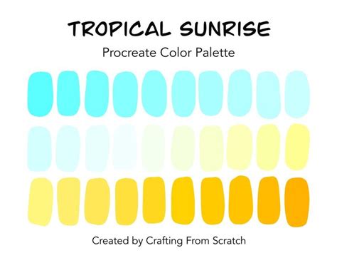 Procreate Color Palette And Hex Code Color Palette Tropical Sunrise Gradient 30 Colors Procreate