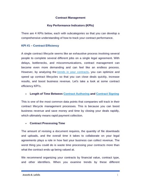 Contract Management Kpis Pdf
