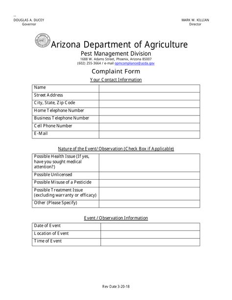 Arizona Complaint Form Fill Out Sign Online And Download Pdf