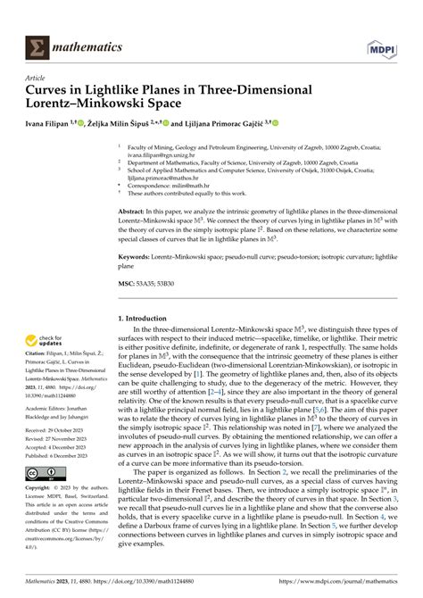 Pdf Curves In Lightlike Planes In Three Dimensional Lorentzminkowski