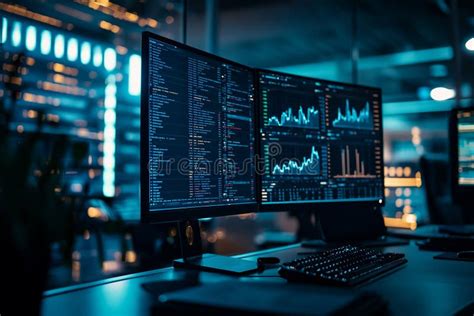 Modern Workspace With Data Visualization Stock Illustration Illustration Of Software Modern