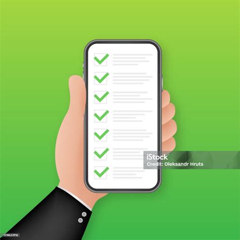 녹색 체크 리스트 스마트 폰 측량 벡터 그림입니다 녹색 진드기 웹 디자인을위한 플랫 체크 리스트 스마트 폰 고객 서비스 고객에 대한 스톡 벡터 아트 및 기타 이미지 Istock