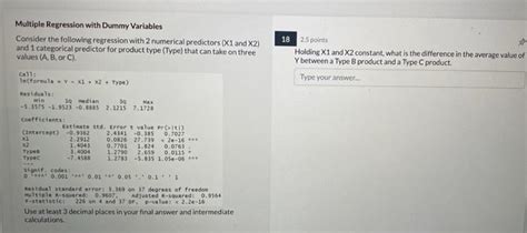 Solved Multiple Regression With Dummy Variables Consider The Chegg