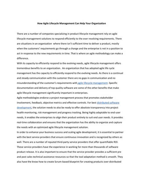 Pdf How Agile Lifecycle Management Can Help Your Organization