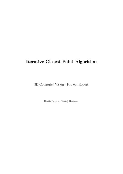 Iterative Closest Point Algorithm Analysis And Implementation Pdf