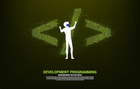 premium vector silhouette man wear vr glasses software development programming tag with one