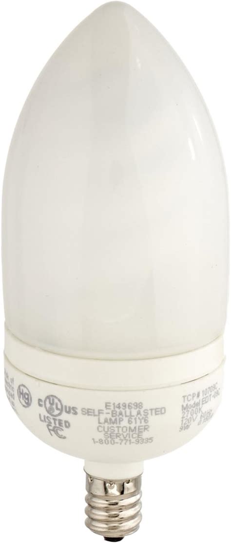 TCP Torpedo CFL 40W Equivalent Soft White 2700K Candelabra Base Decorative Light Bulb