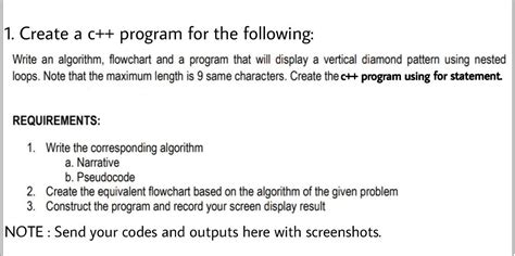 Solved 1 Create A C Program For The Following Write An