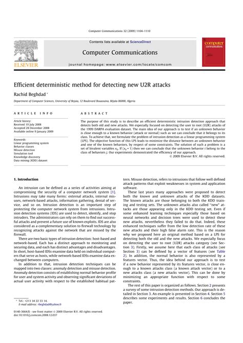 Pdf Efficient Deterministic Method For Detecting New U2r Attacks
