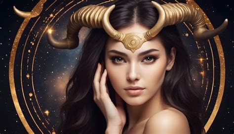 Premium Photo Zodiac Sign Capricorn Beautiful Woman Universe