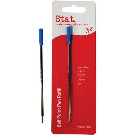 Stat Cross Blue Ballpoint Medium Pen Refill Pack Of 10 Mega Office