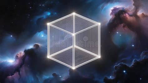 Glowing Cube In Space Nebula Stock Illustration Illustration Of Pattern Science 363807869