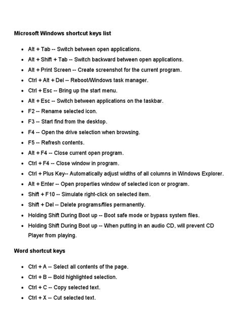 Microsoft Windows Shortcut Keys List Pdf Ibm Pc Compatibles Operating System Families