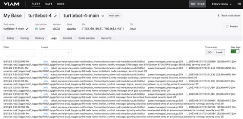 consolidate ros logging with viam