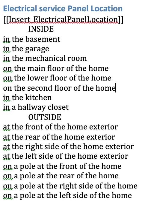 Picklist Drop Down Template Internachi Inspection Narrative Library