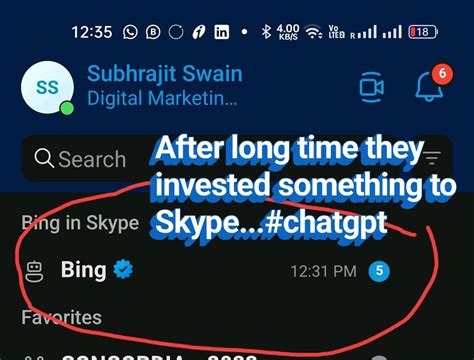 subhrajit swain on linkedin bing added to skype with bot