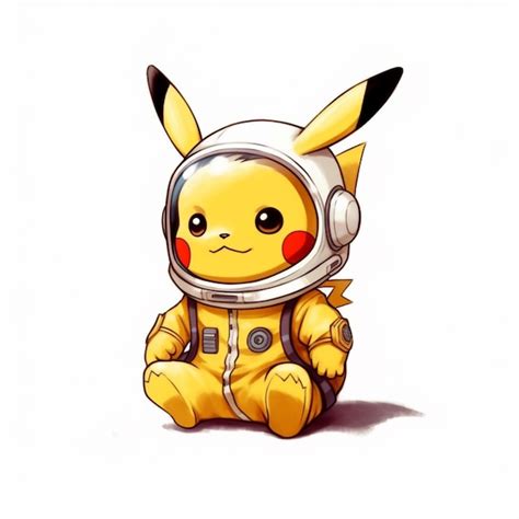 Premium Photo A Cartoon Pikachu In A Space Suit Sitting On The Ground Generative Ai