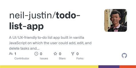 GitHub Neil Justin Todo List App A UI UX Friendly To Do List App Built In Vanilla JavaScript
