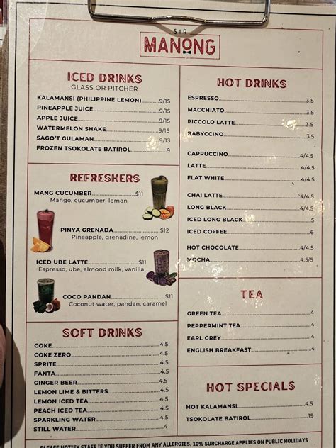 Menu At Sir Manong Eastern Creek Restaurant Eastern Creek