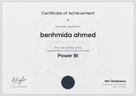 Ahmed Ben Hmida On Linkedin Certificate Of Achievement Power Bi 365 Data Science